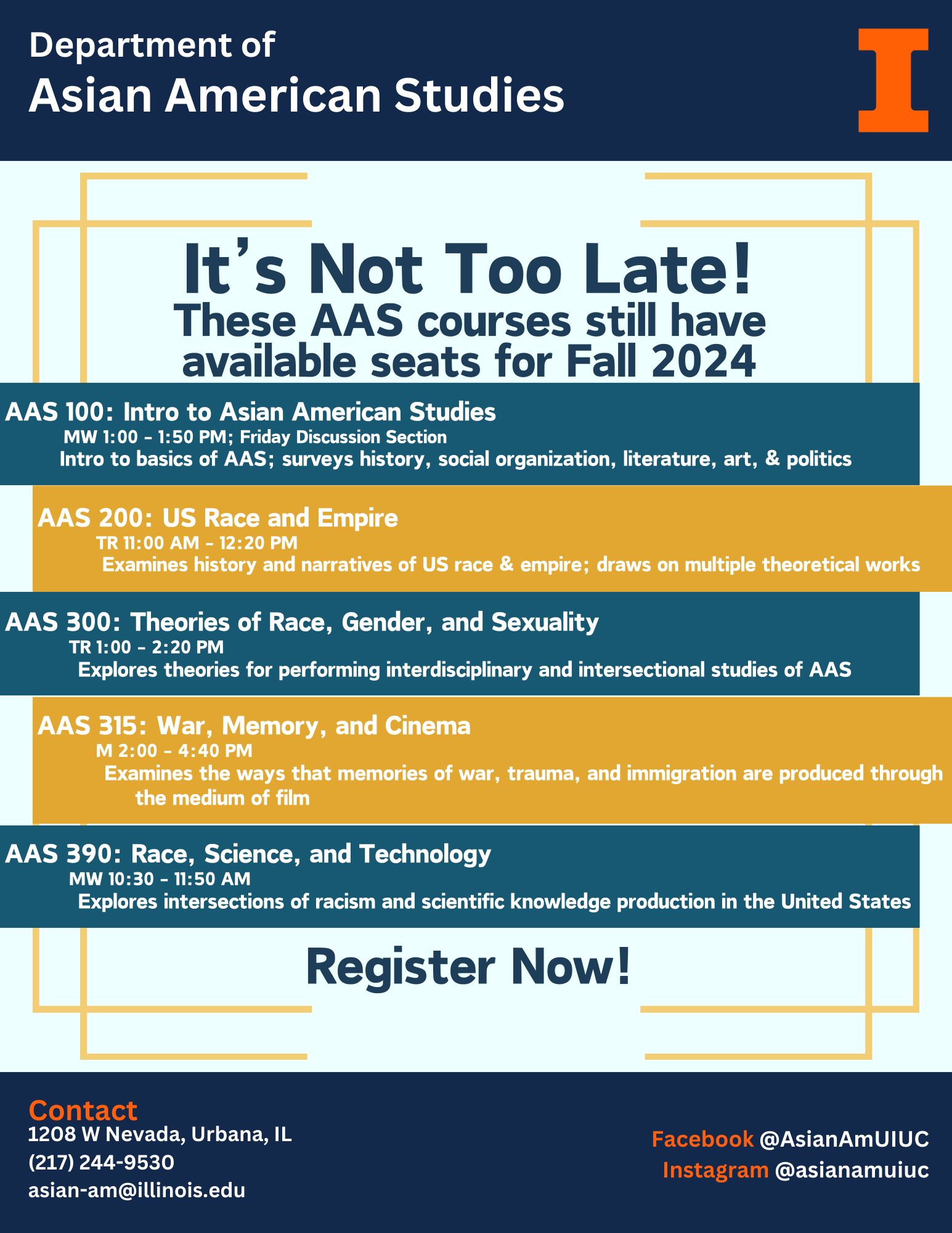 Register Now: Limited Seats Available for Fall '24 Semester ...